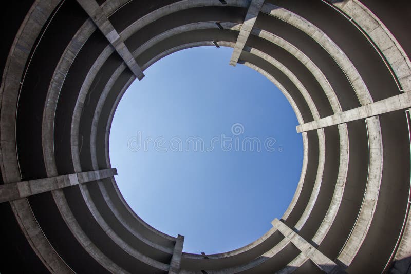 Circular Parking Car Lot in Office Building. Stock Photo - Image of ...