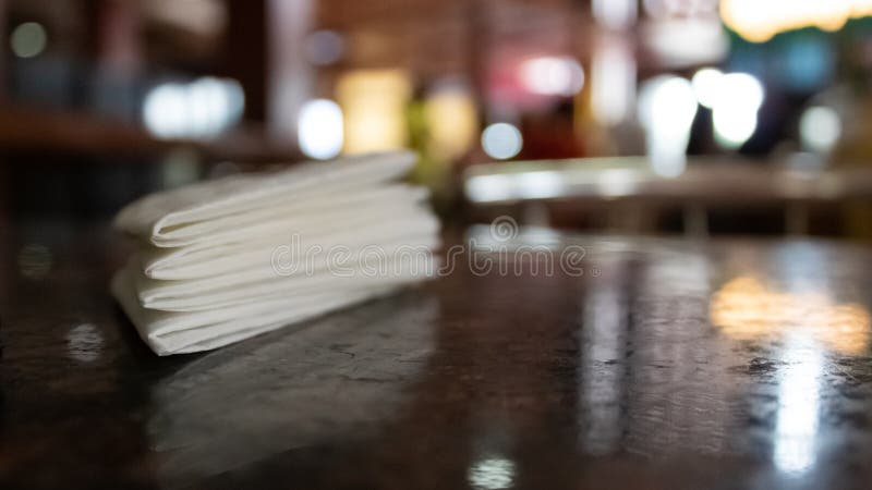 Tissue Papers on the Glass in the Restaurant Stock Photo - Image of ...