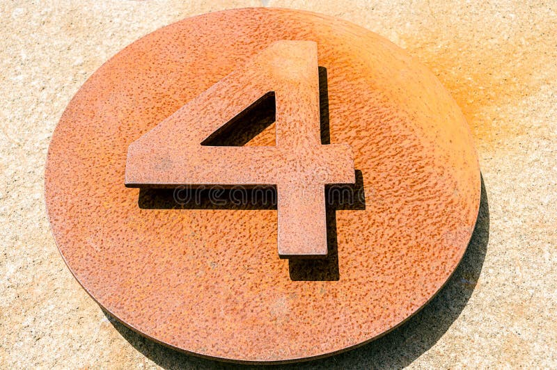 Low Angle Closeup of a Rusty Number 4 Sign Stock Photo - Image of sign ...