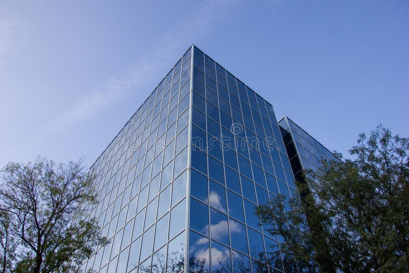 Low Angle Corporate Office Building with Trees Stock Image - Image of ...