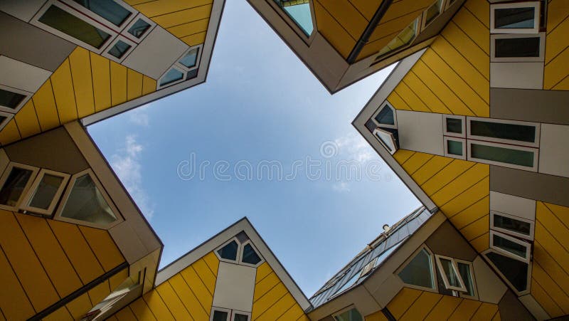 Low Angle of the Cube Homes in Rotterdam, the Netherlands Editorial ...