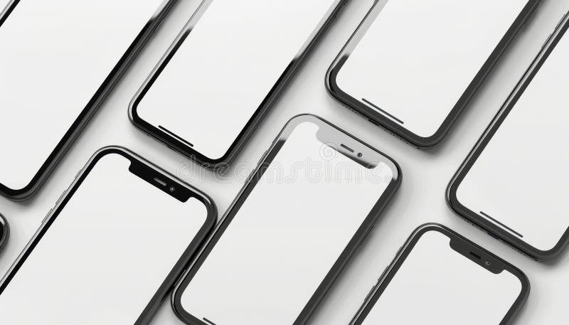 Low Angle 3d Render Featuring Mobile Phone Screens Displayed on a ...