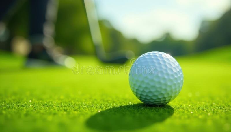 Low Angle of Golf Ball on Putting Green after Chip Shot, Line, View ...