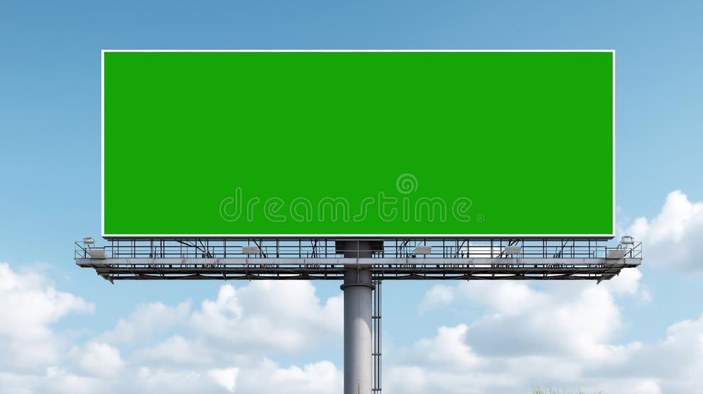 Low Angle View Capturing a Wide Green Billboard, Providing Ample Copy ...