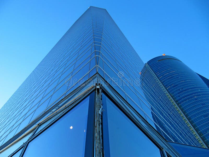 Low Angle of a High-rise Skyscraper Building in Madrid. Editorial ...
