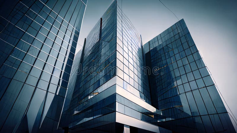 Low Angle Image of Contemporary Office Tower Stock Illustration ...