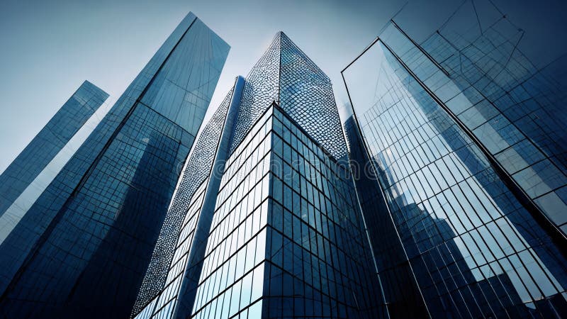 Low Angle Image of Contemporary Office Tower Stock Illustration ...