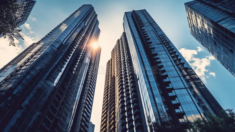 Low Angle Image of Typical Contemporary Office Towers. Generative AI ...
