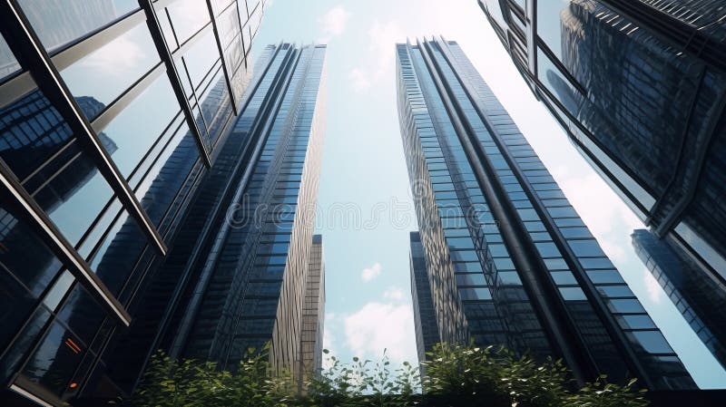 Low Angle Image of Typical Contemporary Office Towers. Generative AI ...
