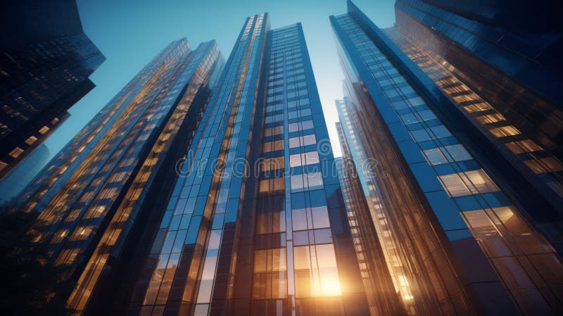 Low Angle Image of Typical Contemporary Office Towers. Generative AI ...
