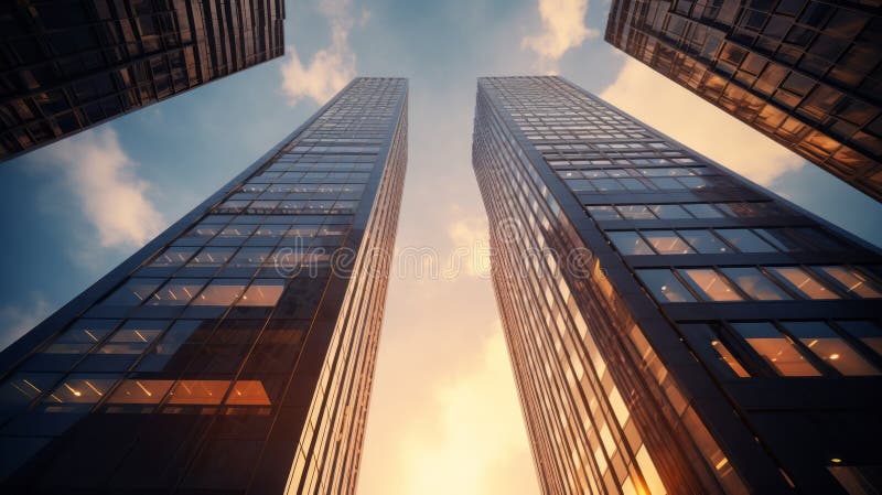 Low Angle Image of Typical Contemporary Office Towers. Generative AI ...