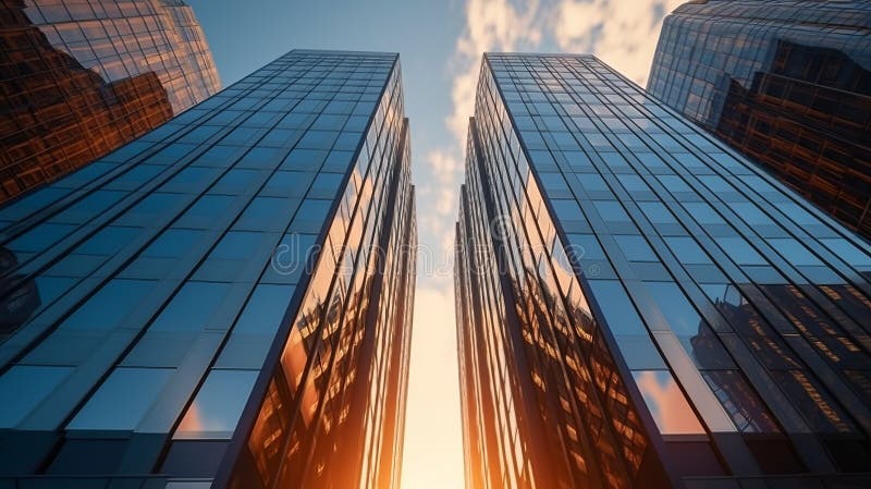 Low Angle Image of Typical Contemporary Office Towers. Generative AI ...