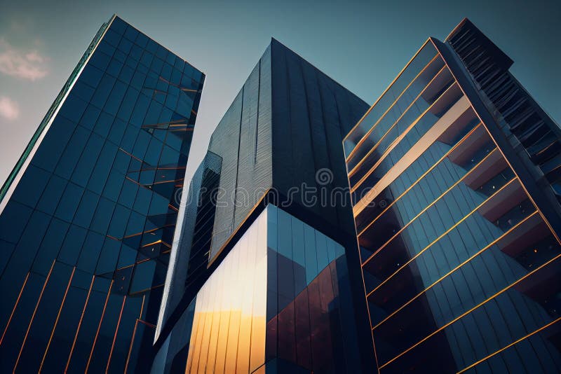 Low Angle Image of Typical Contemporary Office Towers, Tall Structures ...