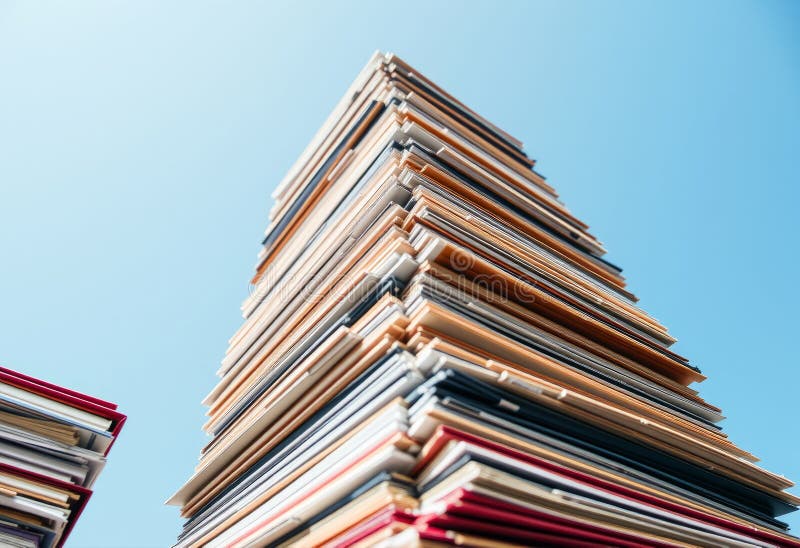 Low Angle Looking Up at a Towering Stack of Folders on the Verge Stock ...
