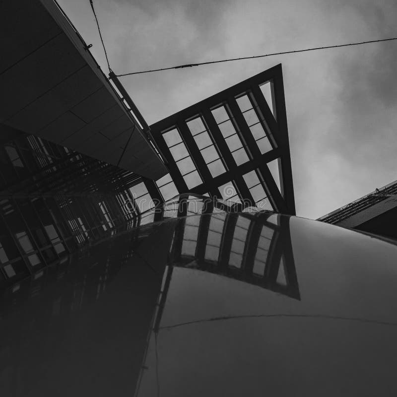 Low-angle and Monochrome Shot of a Modern Building Stock Photo - Image ...