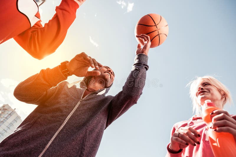 Low Angle of a Nice Young Man Looking at the Ball Stock Image - Image ...