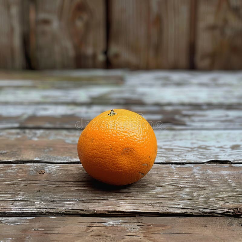 Low Angle of an Orange on a Wooden Surface Stock Illustration ...