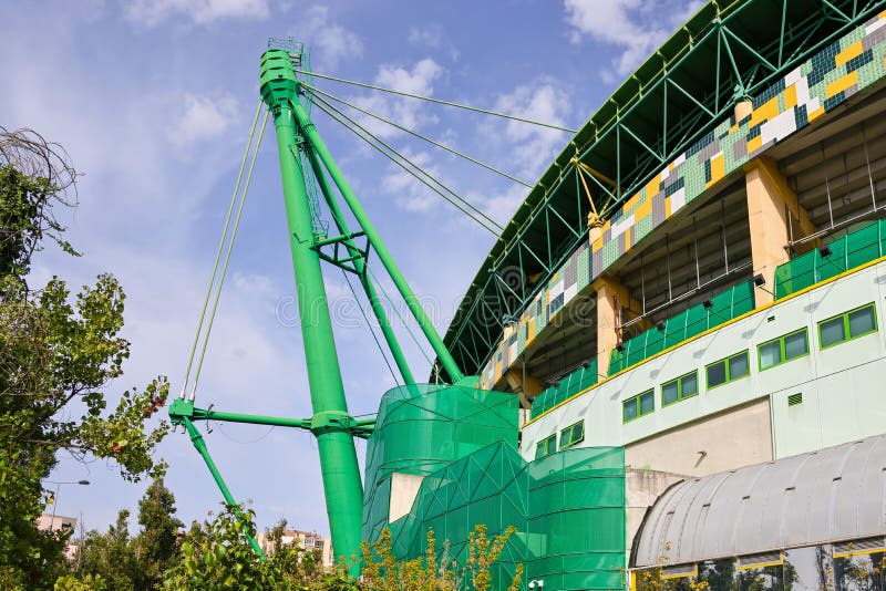 Low-angle Partial View of Jose Alvalade Stadium Exterior Under the Blue ...