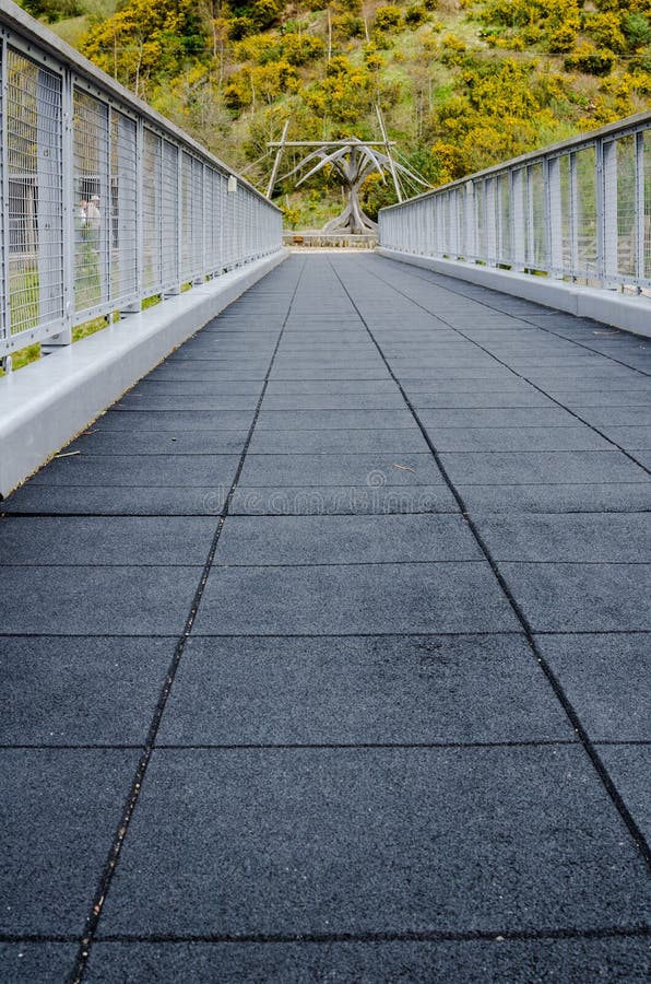 Low Angle Perspective of Empty Foot Bridge - Vertical. Stock Image ...