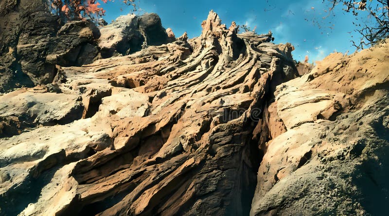 Low Angle Photo of Cliff Wallpaper Stock Illustration - Illustration of ...