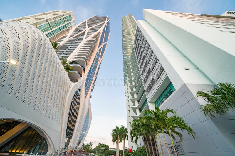 Low Angle Photo of Modern Buildings at Downtown Miami FL Stock Image ...