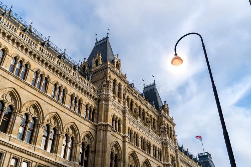 Low Angle Picture of a Beautiful City Hall in Vienna, Austria Stock ...