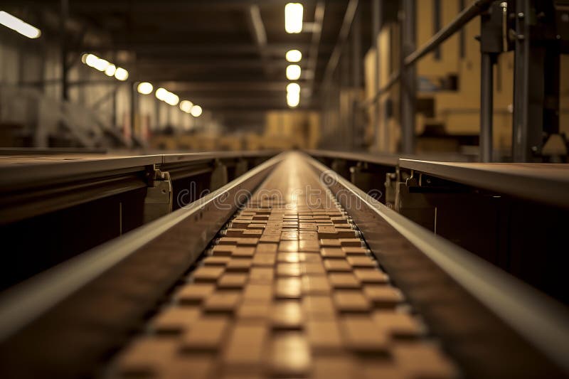 Low Angle Point of View of a Warehouse Conveyor Belt. Generative Ai ...