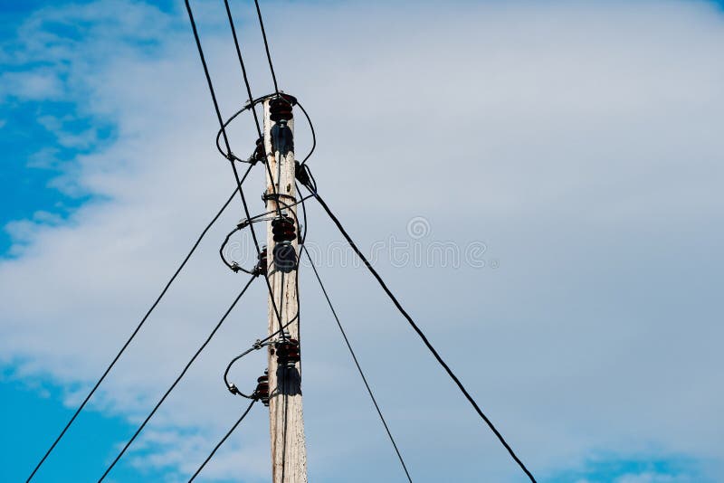 Low Angle of a Power Line Pole Against the Blue, Bright Sky Stock Image ...