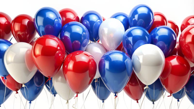 Low Angle Red, White, and Blue Balloons Festive Celebration Stock ...