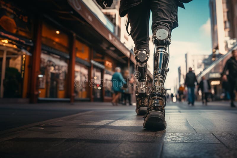Disabilities People S Prosthetic Legs on the Walking Street with Crowd ...