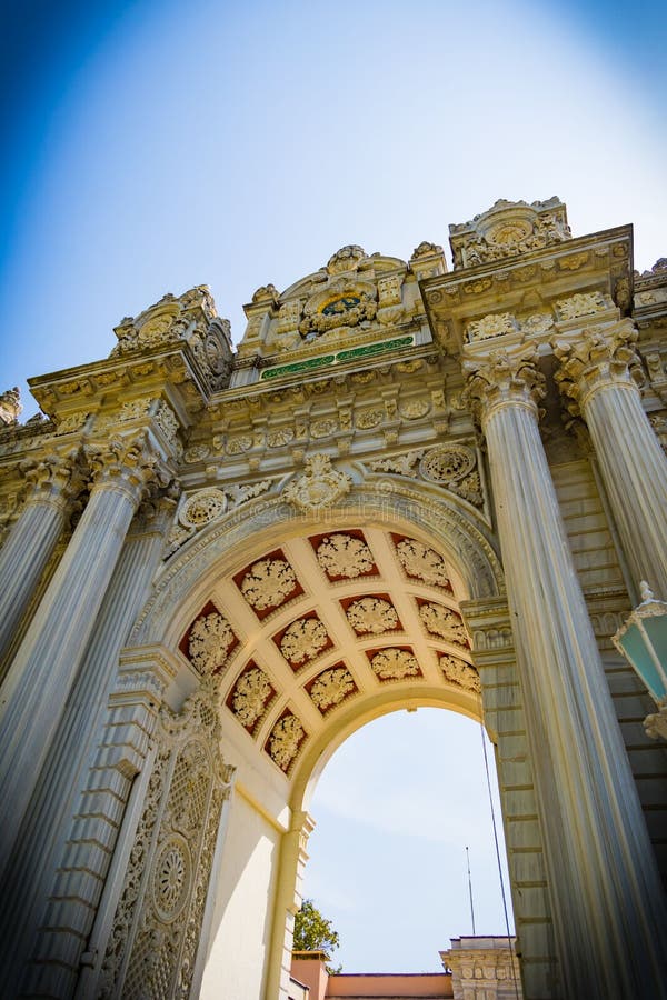 Low Angle Shot of a Beautiful Arch of Dolmabahce Palace Stock Photo ...