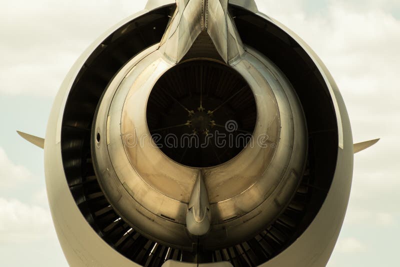 Low Angle Shot of a Big Airplane Engine Ready To Take Off Stock Image ...