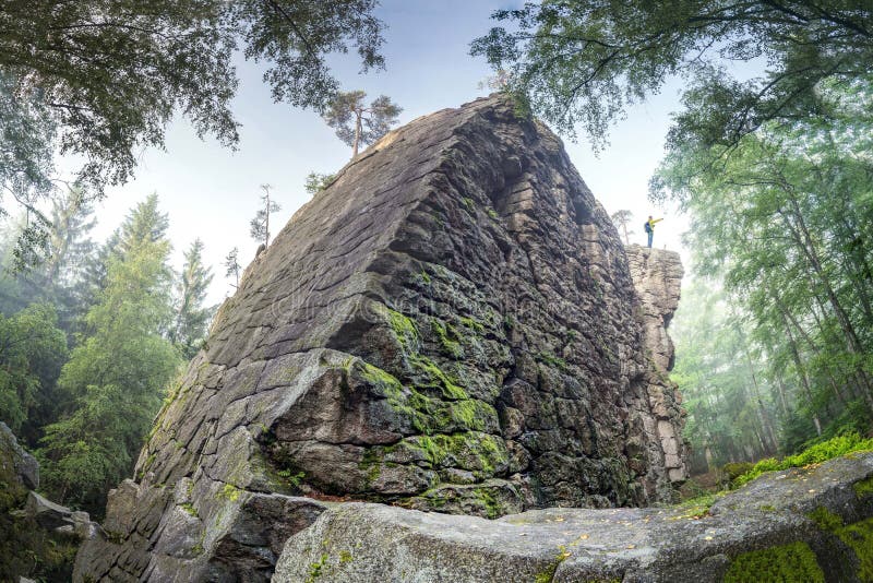 Low-angle Shot of a Big Rock in the Green Jungle. Stock Photo - Image ...