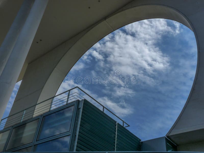 Low Angle Shot of the Blue Cloudy Sky through Large Round Opening on ...