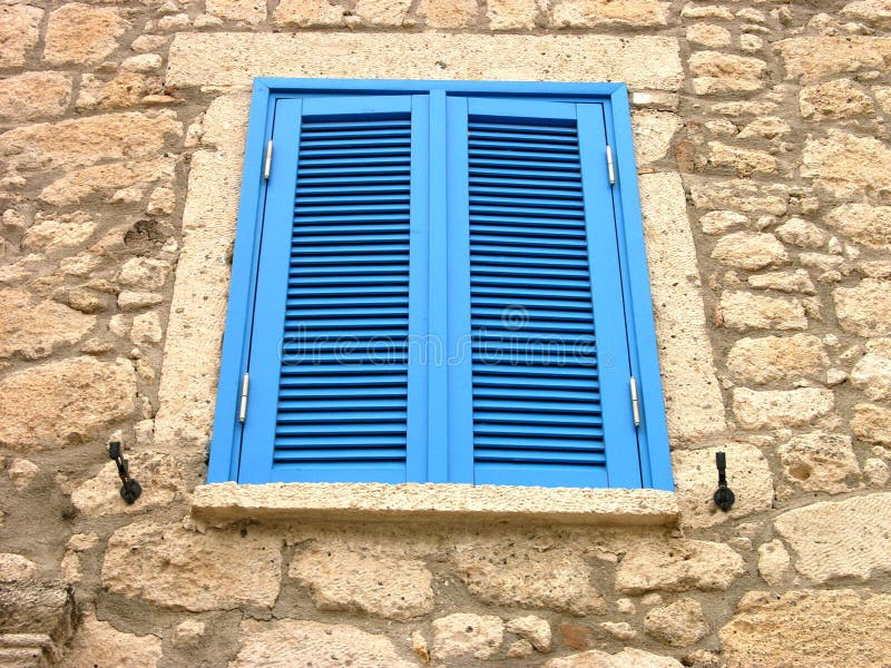 Low Angle Shot of a Blue Window Stock Photo - Image of texture, travel ...