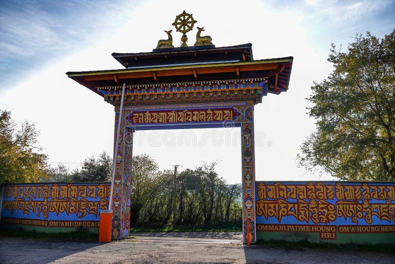 Low Angle Shot of the Bouddha Temple Gate Decorated with Symbols and ...