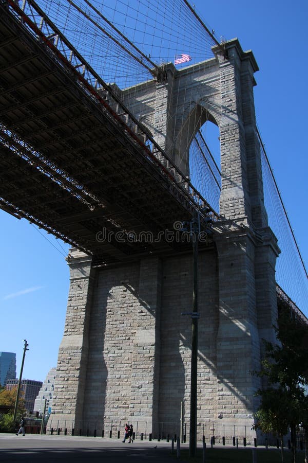 Low-angle Shot of the Brooklyn Bridge Stock Image - Image of american ...