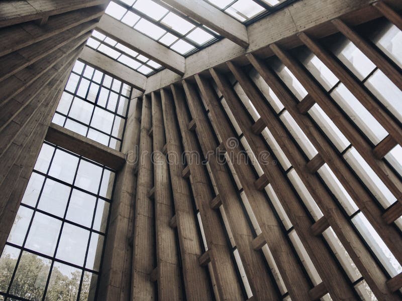 Low-angle Shot of a Building S Interior with Panoramic Windows and ...