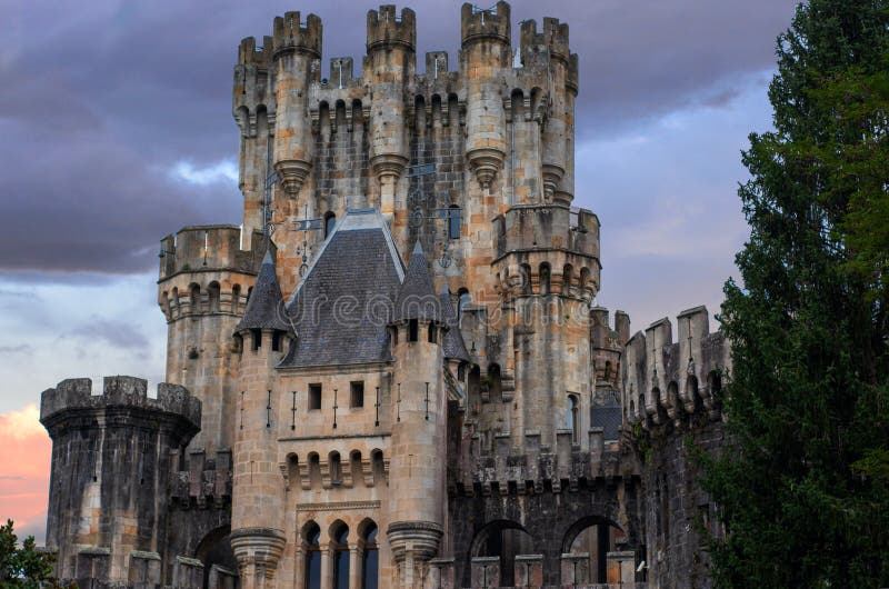 Low Angle Shot of the Butron Castle in Spain Stock Image - Image of ...