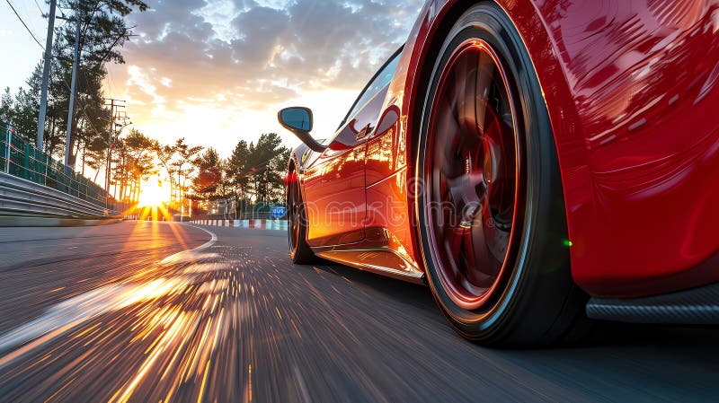 The Low Angle Shot Captures the Car in Motion Stock Illustration ...
