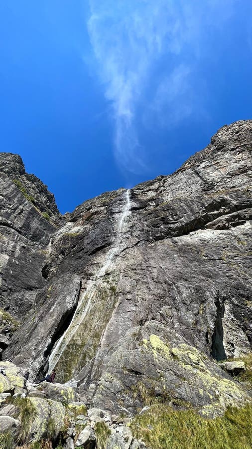 Low-angle Shot of a Cliff Against a Backdrop of Bright Blue Sky. Stock ...