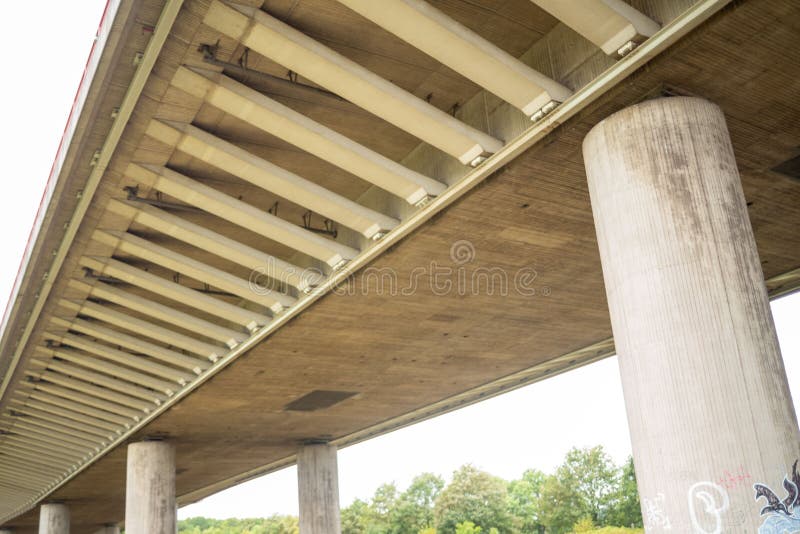 Low-angle Shot of a Concrete Highway Bridge on the River Rhine Stock ...