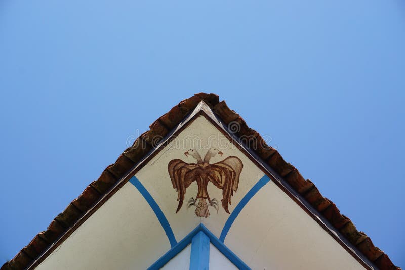 Low-angle Shot of a Double-headed Hawk Drawn on the Outdoor Ceiling of ...