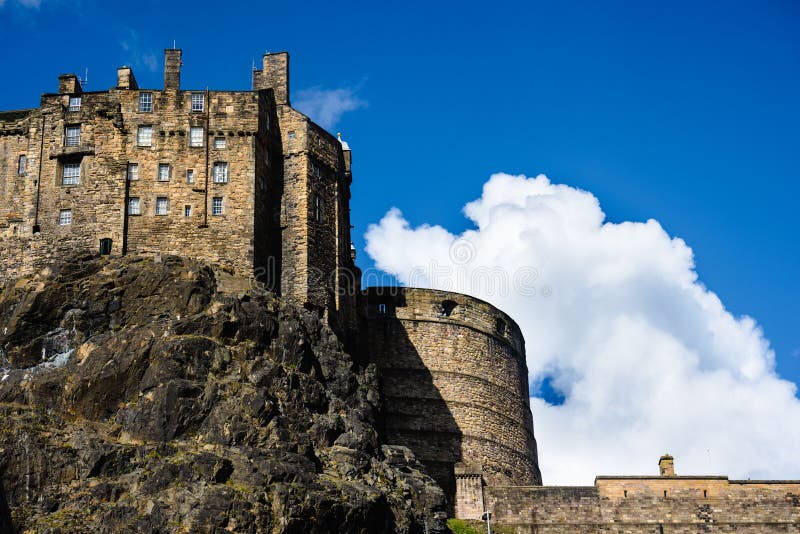 Low Angle Shot of the Edinburgh Castle on a Cliff Under a Cloudy Sky ...