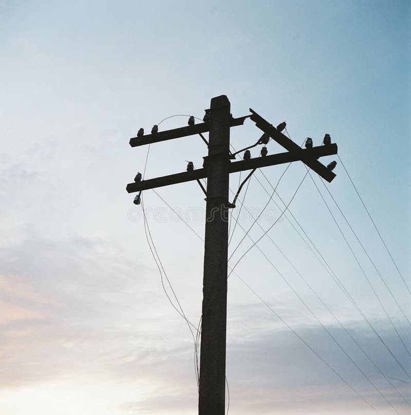Low Angle Shot of an Electric Post with Wire Stock Image - Image of ...