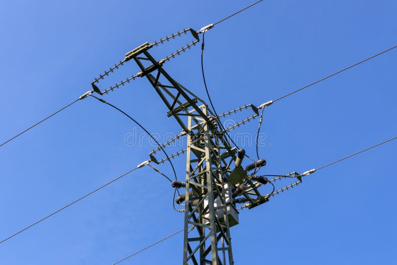 Low Angle Shot of an Electric Post and Wire Stock Photo - Image of ...