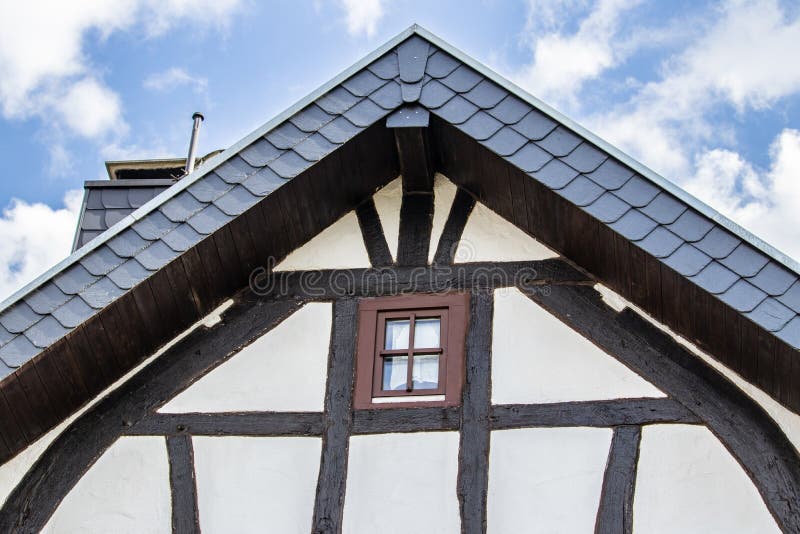 Low Angle Shot of a Facade of a House Stock Photo - Image of cloud ...