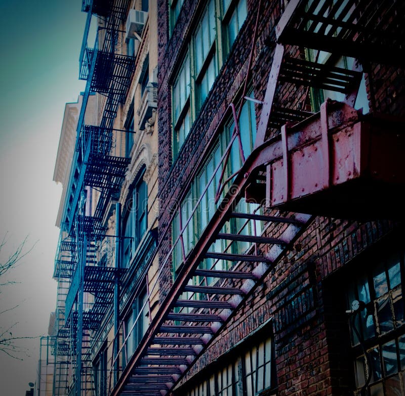 Low Angle Shot of Fire Escape Stairs on the Side of the Building Stock ...