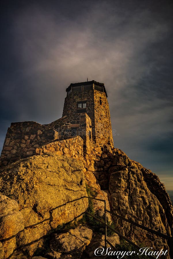 Low Angle Shot of the Fire Look Out before a Storm Stock Image - Image ...