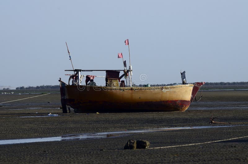 Low Angle Shot of a Fishing Boat Stock Image - Image of harbor, harbour ...